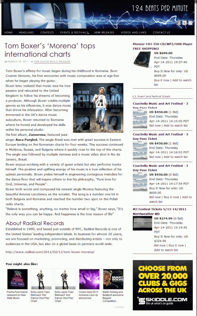 Tom Boxer's Morena Featuring Antonia Is A Hit On The Blog 124 BMP ...