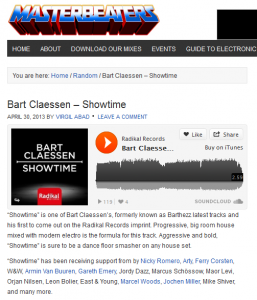 Bart Claessen's "Showtime" Featured On Masterbeaters - Radikal Records